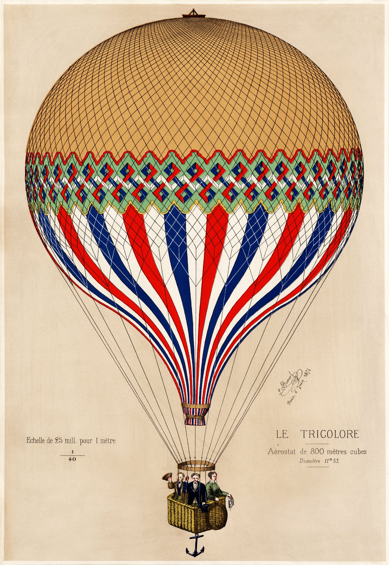 "Hot Air Balloon"" 13 x 19" Archival Poster on Artist Grade BFK Reeves – Joy & Company